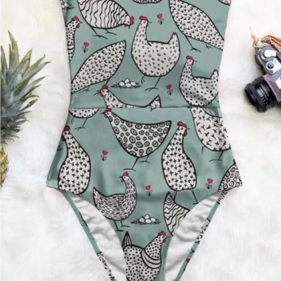 Averie | Swim | Chic Chicken Print Green Swimsuit | Poshmark